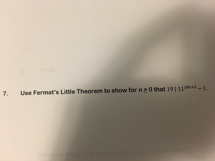 Solved Use Fermat's Little Theorem to show for n | Chegg.com