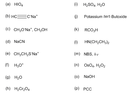 Solved From the choices provided below, list the reagent(s) | Chegg.com