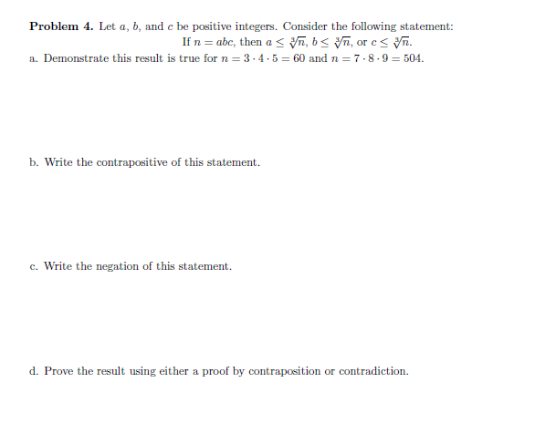 Solved Problem 4. Let a, b, and c be positive integers. | Chegg.com
