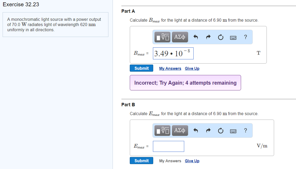 Solved Exercise 32.23 Part A A monochromatic light source | Chegg.com