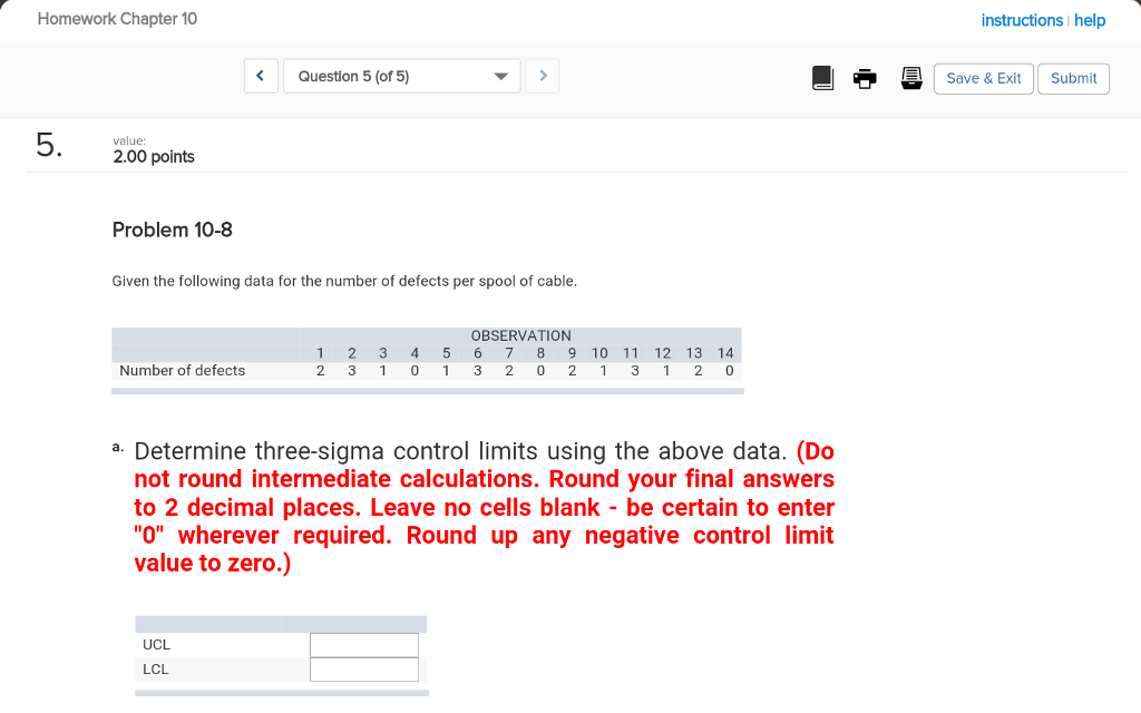 Solved Given the following data for the number of defects | Chegg.com