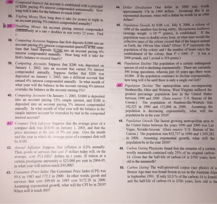 Solved Compound Interest An account is established with a | Chegg.com