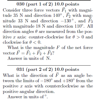 Solved Consider three force vectors F_1 with magnitude 35 N | Chegg.com