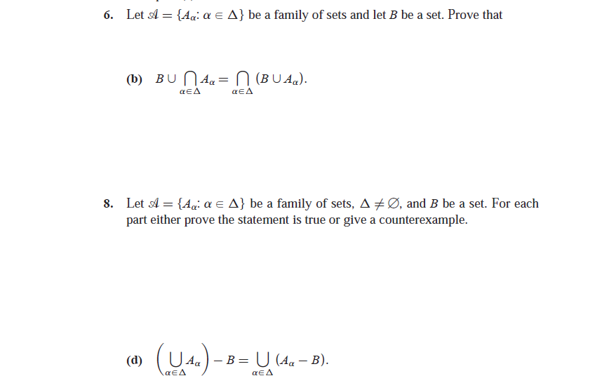 Solved Let A = {A alpha : alpha epsilon Delta} be a family | Chegg.com
