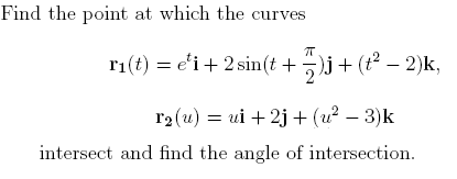 Solved Find the point at which the curves r1(t) = eti + | Chegg.com