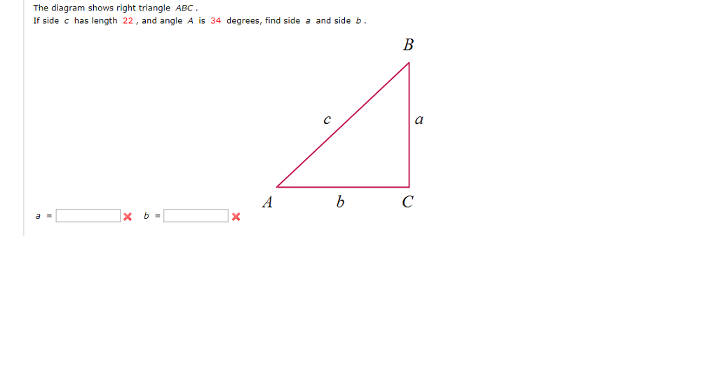 Solved The diagram shows right triangle ABC If side c has | Chegg.com