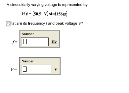 Solved A sinusoidally varying voltage is represented by | Chegg.com