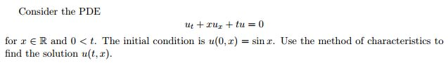 Solved PDE (Using the method of characteristics) to solve | Chegg.com