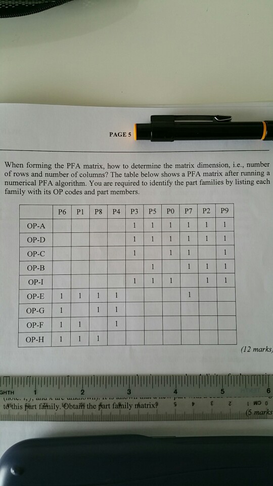 Solved When forming the PFA matrix, how to determine the | Chegg.com