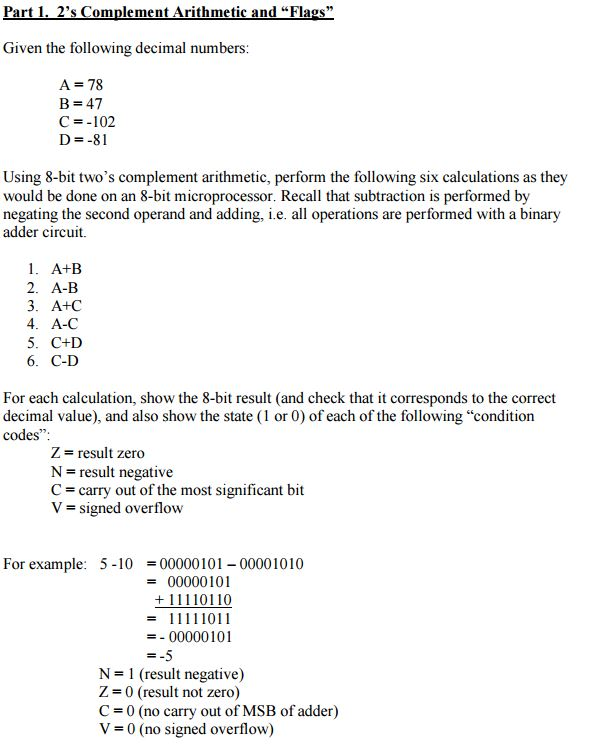 Solved Given the following decimal numbers: A = 78 B = 47 | Chegg.com