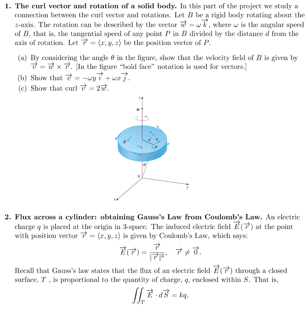 Solved 1. The curl vector and rotation of a solid body. In | Chegg.com