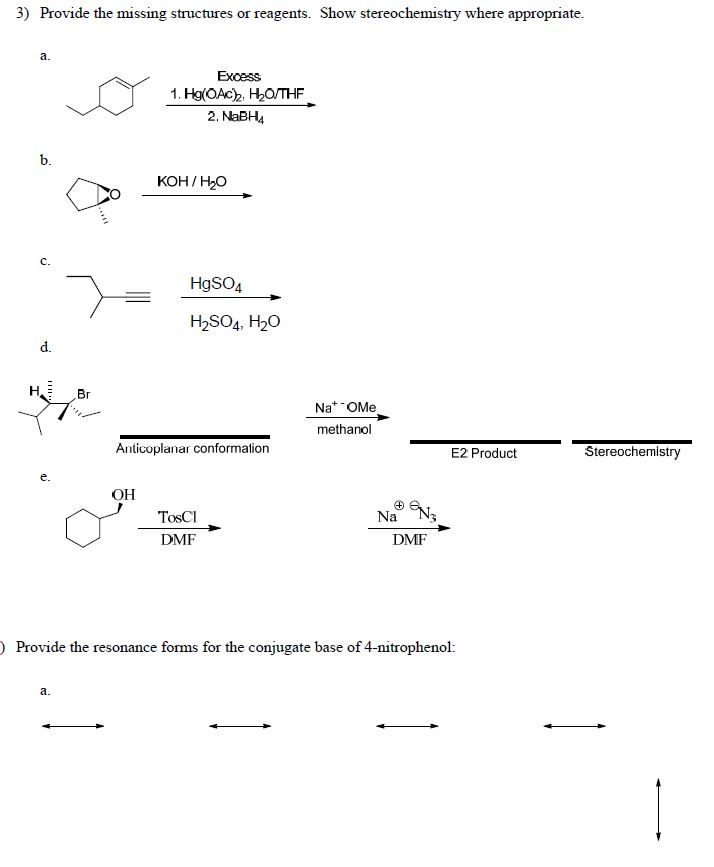 Solved 3) Provide the missing structures or reagents. Show | Chegg.com