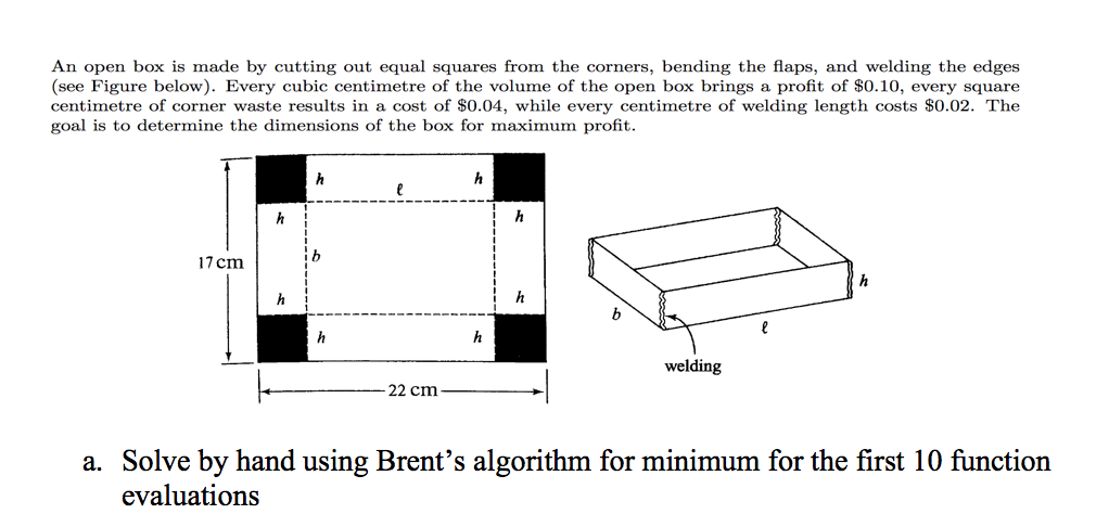 An open box is made by cutting out equal squares from | Chegg.com