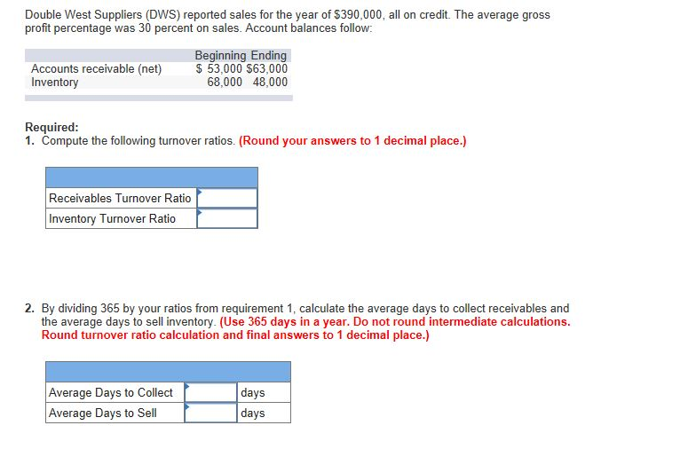 Solved Double West Suppliers (DWS) reported sales for the | Chegg.com