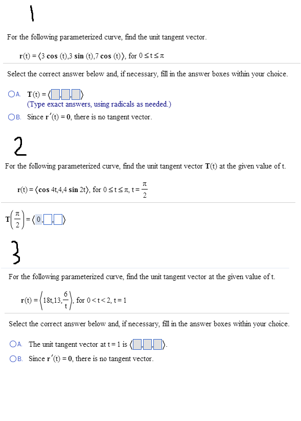 Solved For The Following Parameterized Curve Find The Unit