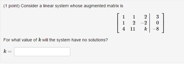 Solved Consider a linear system whose argument matrix is | Chegg.com