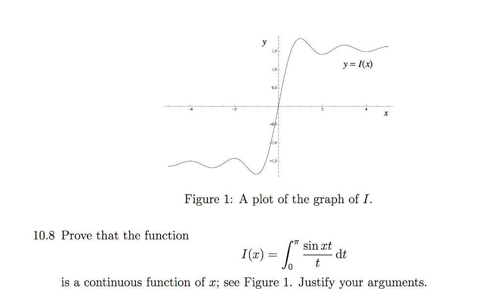 Solved Prove that the function I(x) = integral^pi_0 sin | Chegg.com