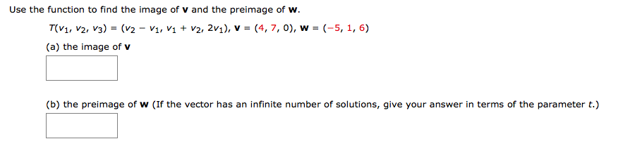 Solved Use the function to find the image of v and the | Chegg.com