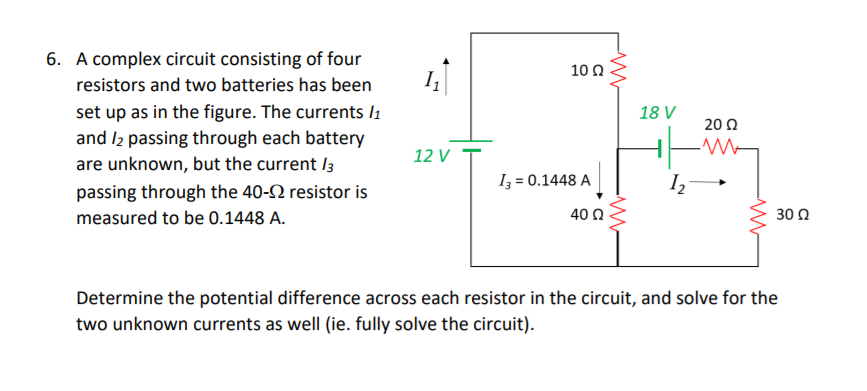 Solved 6. A complex circuit consisting of four resistors and | Chegg.com
