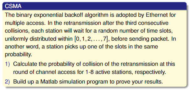 CSMA The binary exponential backoff algorithm is | Chegg.com