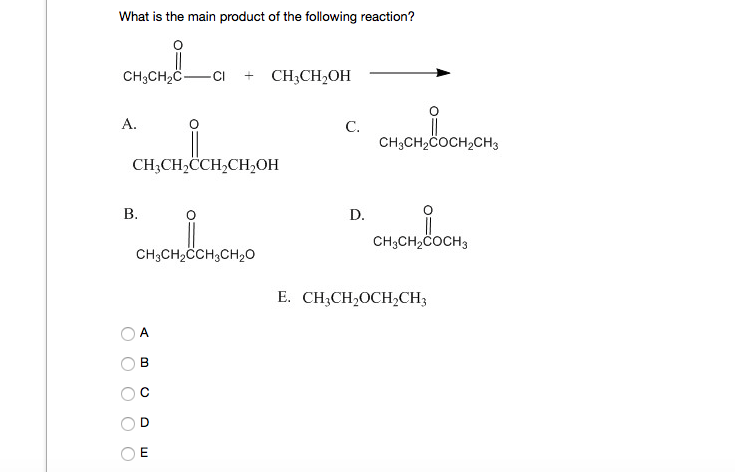 Solved What is the main product of the following reaction? | Chegg.com