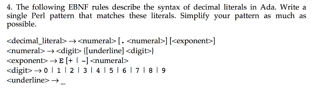 Solved The following EBNF rules describe the syntax of | Chegg.com