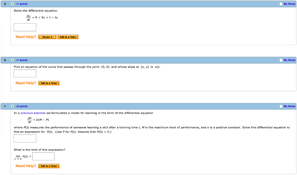Solved Solve the differential equation. du/dt = 9 + 9u + t + | Chegg.com