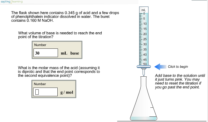 Solved The flask shown here contains 0.345 g of acid and a | Chegg.com