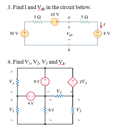 Solved Findl and Vab in the circuit below. Find V1, V2, V3 | Chegg.com
