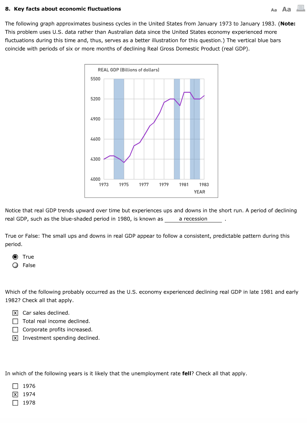 Solved Key facts about economic fluctuations The following | Chegg.com