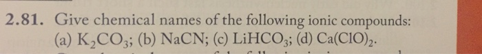 Solved Give chemical names of the following ionic compounds: | Chegg.com
