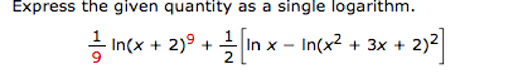 Solved Express the given quantity as a single logarithm. | Chegg.com