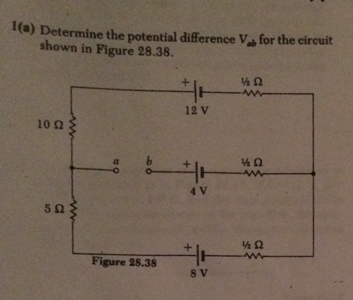 Solved 1(a) Determine the potential difference Vab for the | Chegg.com