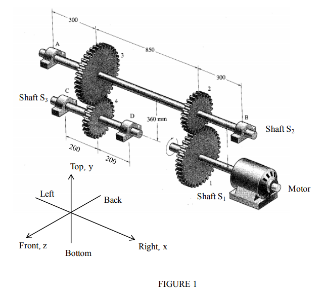 Solved 300 850 300 Shaft S3 D 360 mm ShaiS lop, y Motor Left | Chegg.com