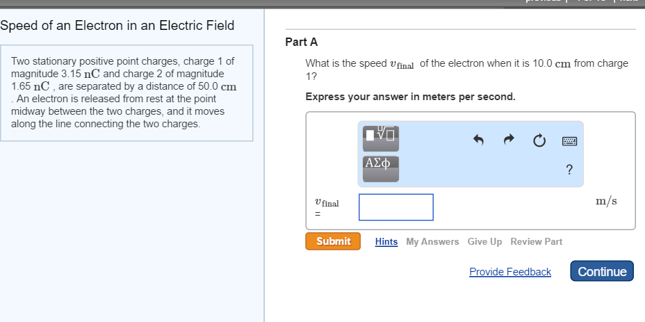 Solved Speed of an Electron in an Electric Field Two | Chegg.com