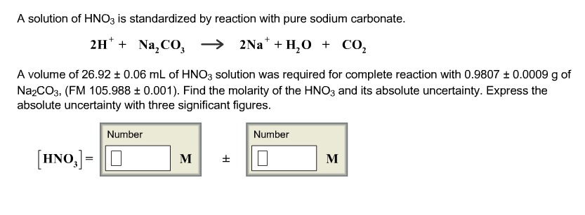 Solved A solution of HNO3 is standardized by reaction with | Chegg.com
