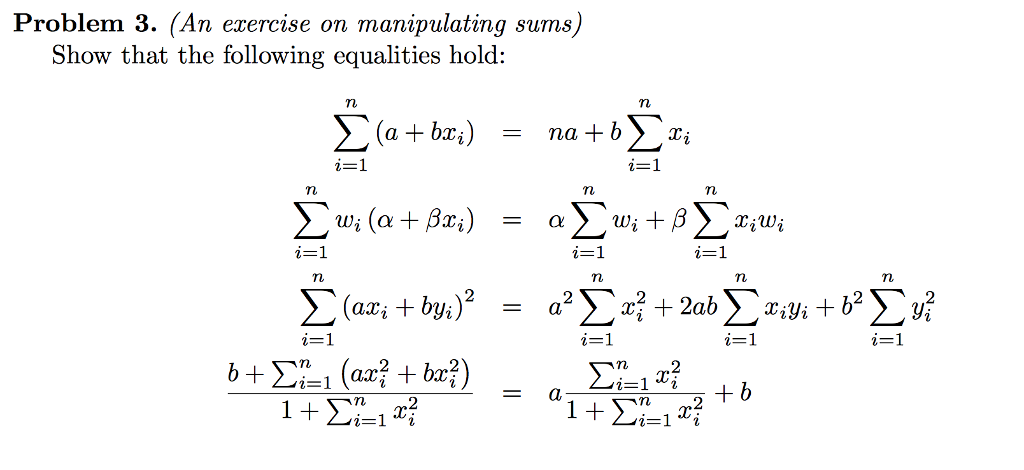 Solved Problem 3. (An exercise on manipulating sums) Show | Chegg.com