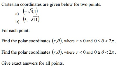 Solved Cartesian coordinates are given below for two points. | Chegg.com