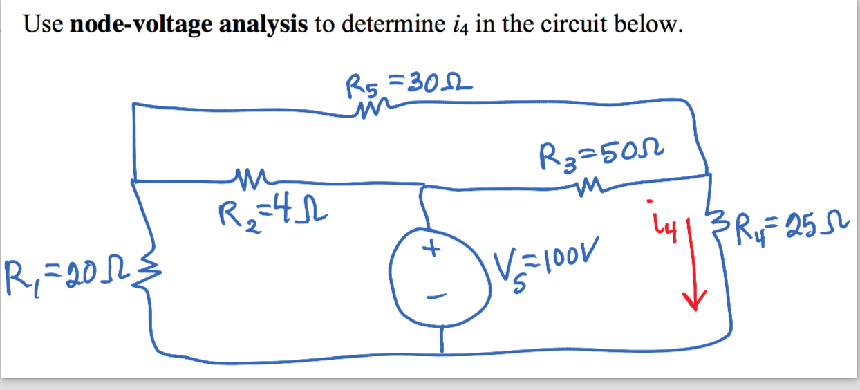 Solved Use node-voltage analysis to determine i_4 in the | Chegg.com