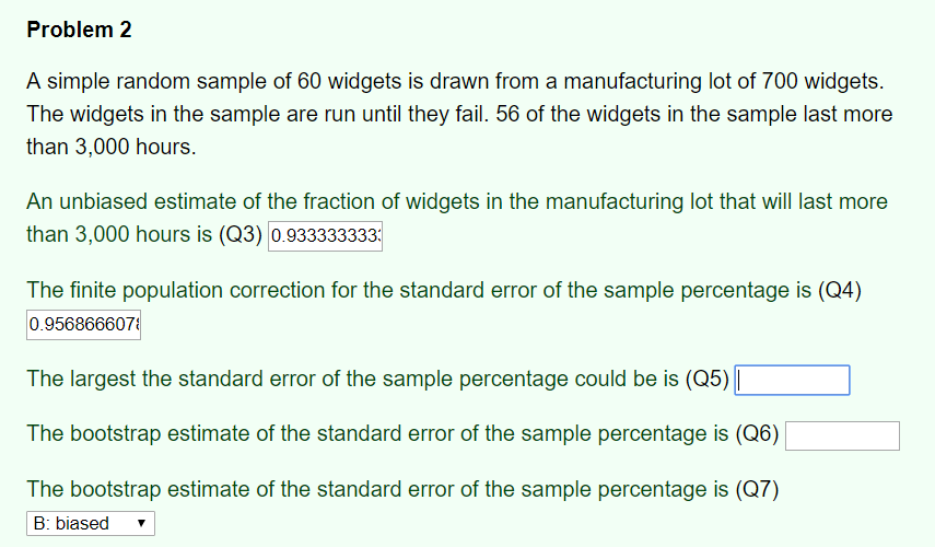 Solved Problem 2 A simple random sample of 60 widgets is | Chegg.com
