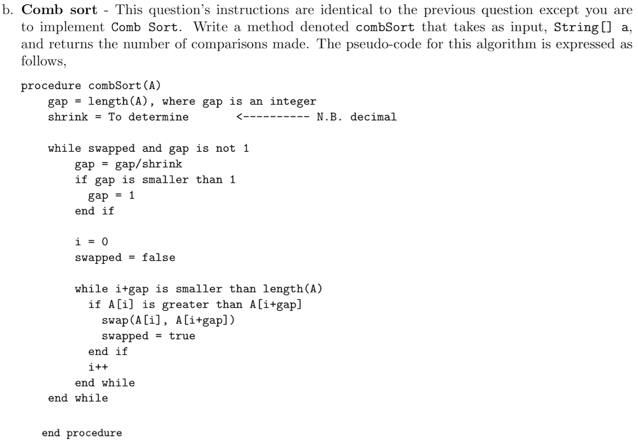 B Comb Sort This Questions Instructions Are