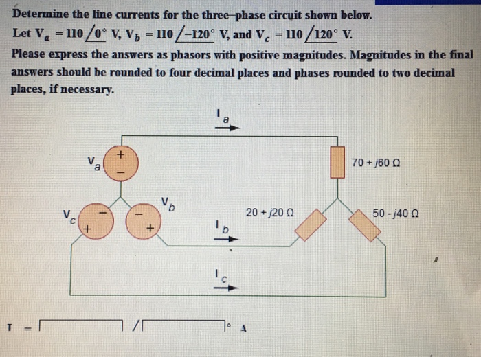 Solved Determine the line currents for the three-phase | Chegg.com