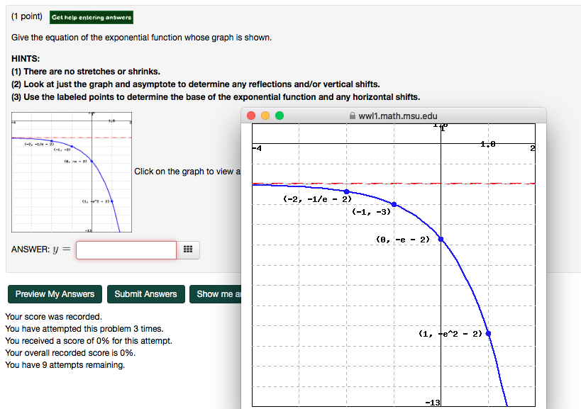 Solved (1 point) Get help entering answers Give the equation | Chegg.com