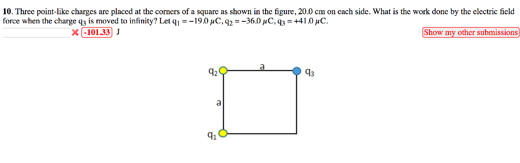 Solved Three point-like charges are placed at the corners of | Chegg.com