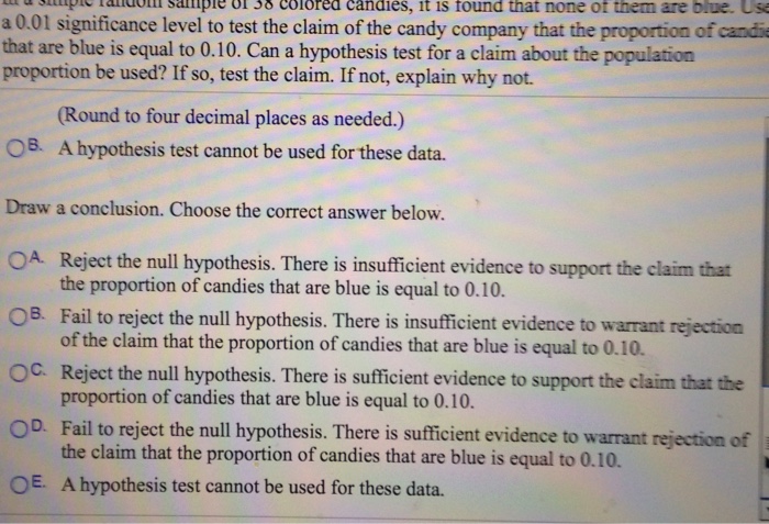 Solved In a simple random sample of 38 colored candies, it | Chegg.com
