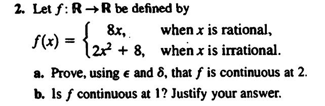Solved Let f : R -a- R be defined by f(x) = {8x, 2x^2 + 8 | Chegg.com