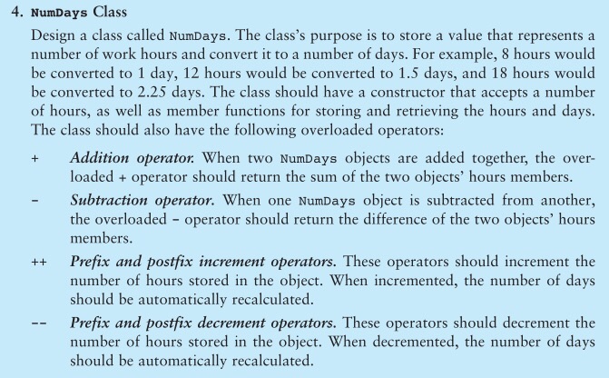 Solved 4. Num Days Class Design a class called NumDays. The | Chegg.com