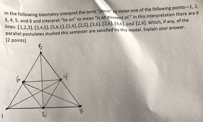 In the following Geometry interpret the term "point" | Chegg.com