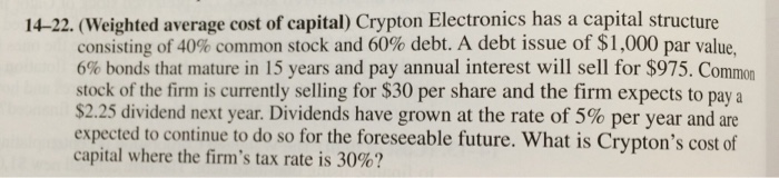 Solved Crypton Electronics has a capital structure | Chegg.com