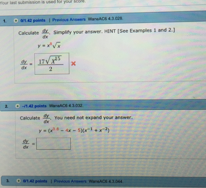 Solved Calculate dy/dx. Simplify your answer. Calculate | Chegg.com